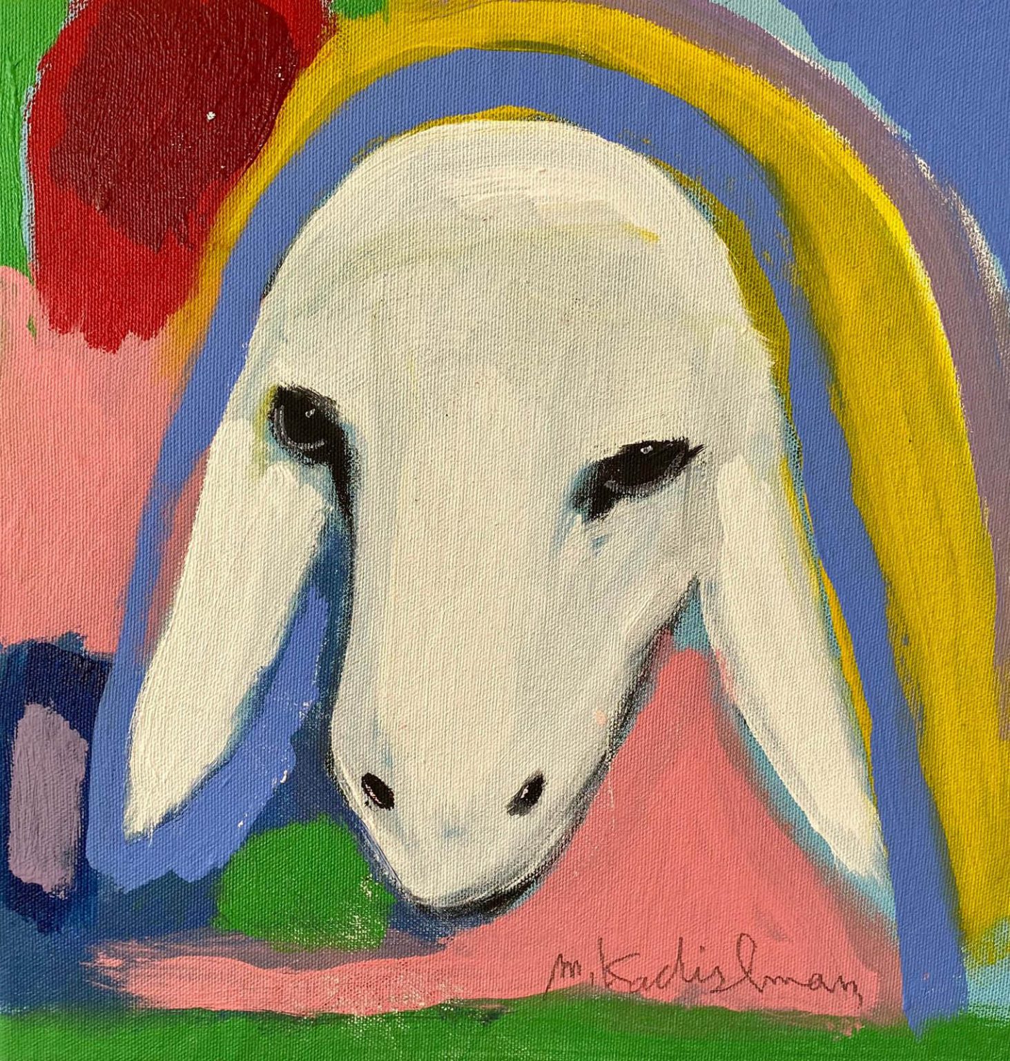 Beautiful Painting Of a Lamb By The known Israeli Artist Menashe ...